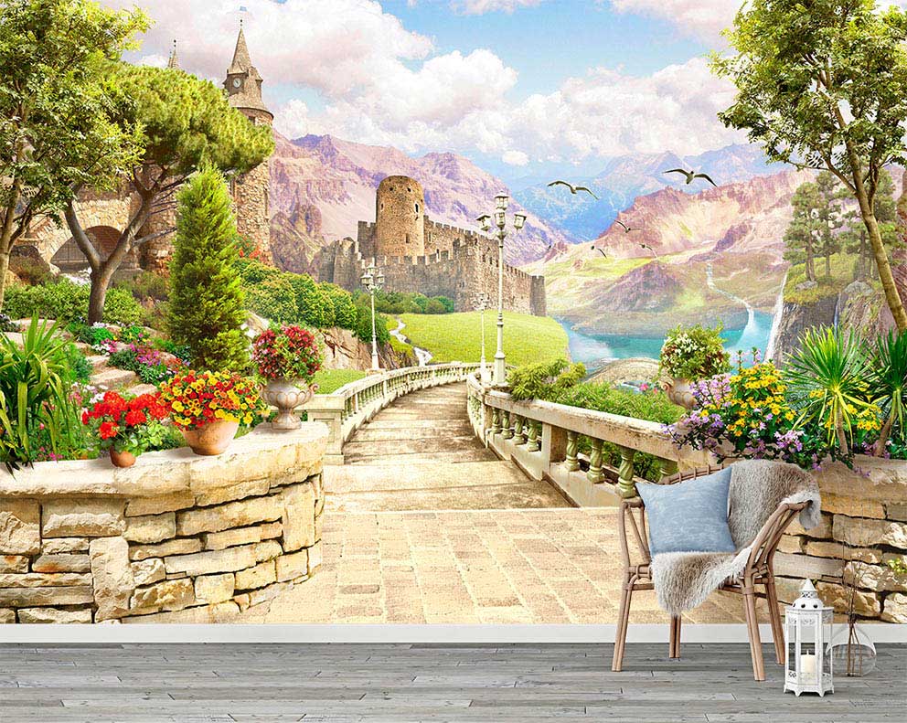 Kale ve Doğa Manzaralı Poster Duvar Kağıdı - Poster Marketi